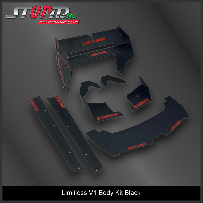 Arrma Limitless V1/V2 Front, Side And Adjustable Wing Kit Black